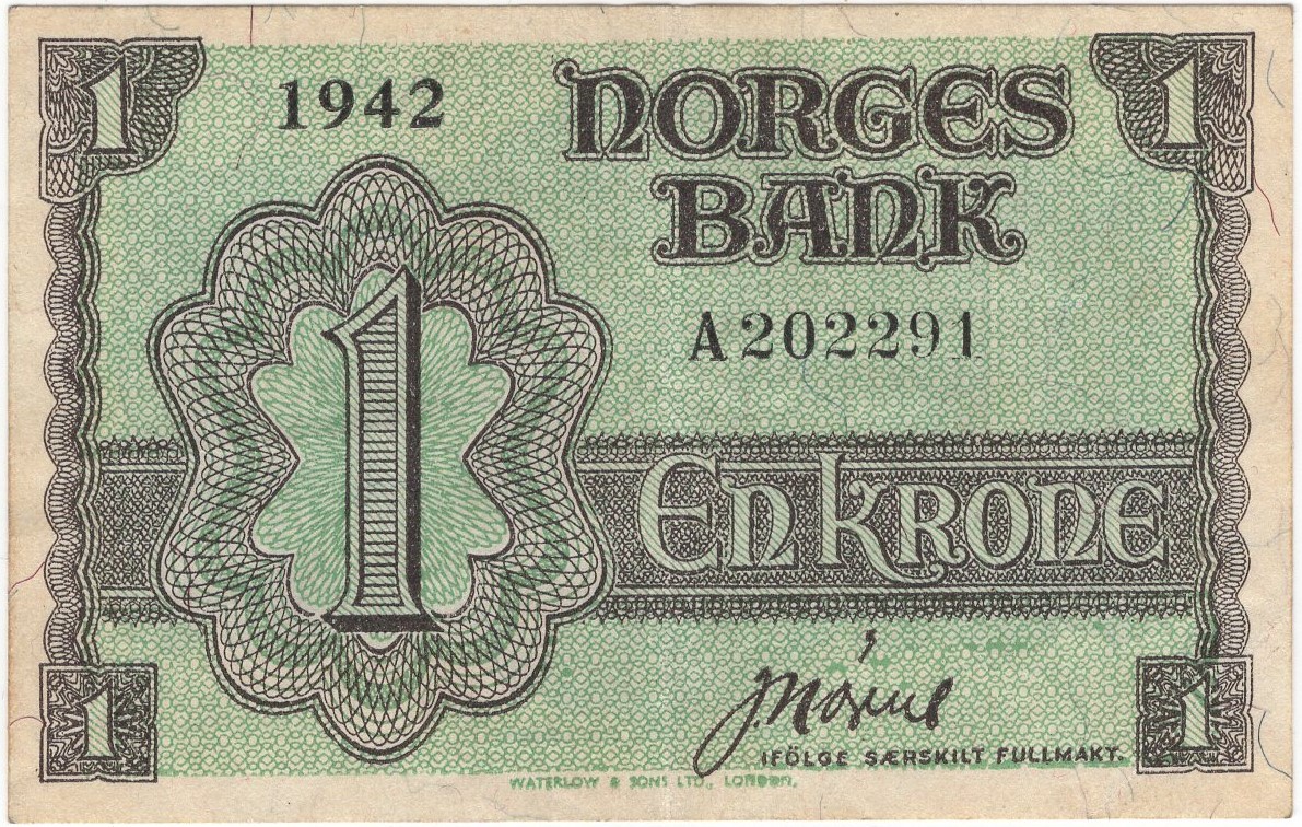 1 krone 1942 A.202291. Kv.1+