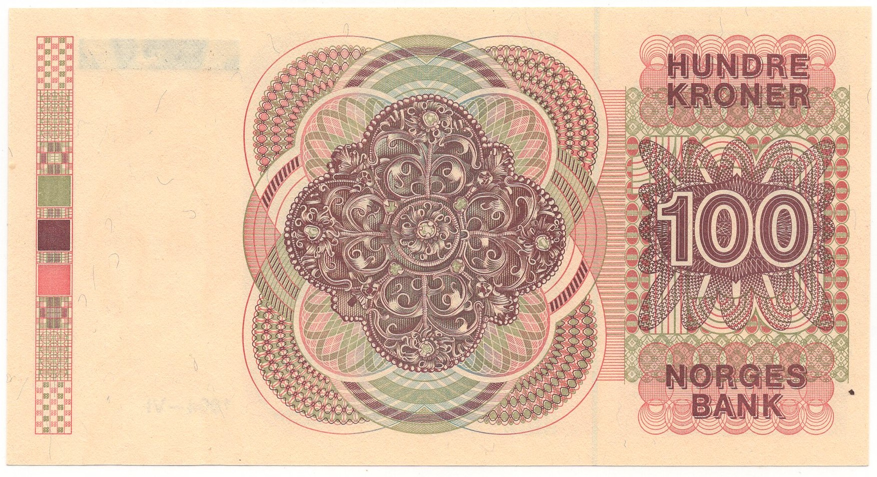 100 kroner 1994 6. utg. med sort overtrykk. Kv.0