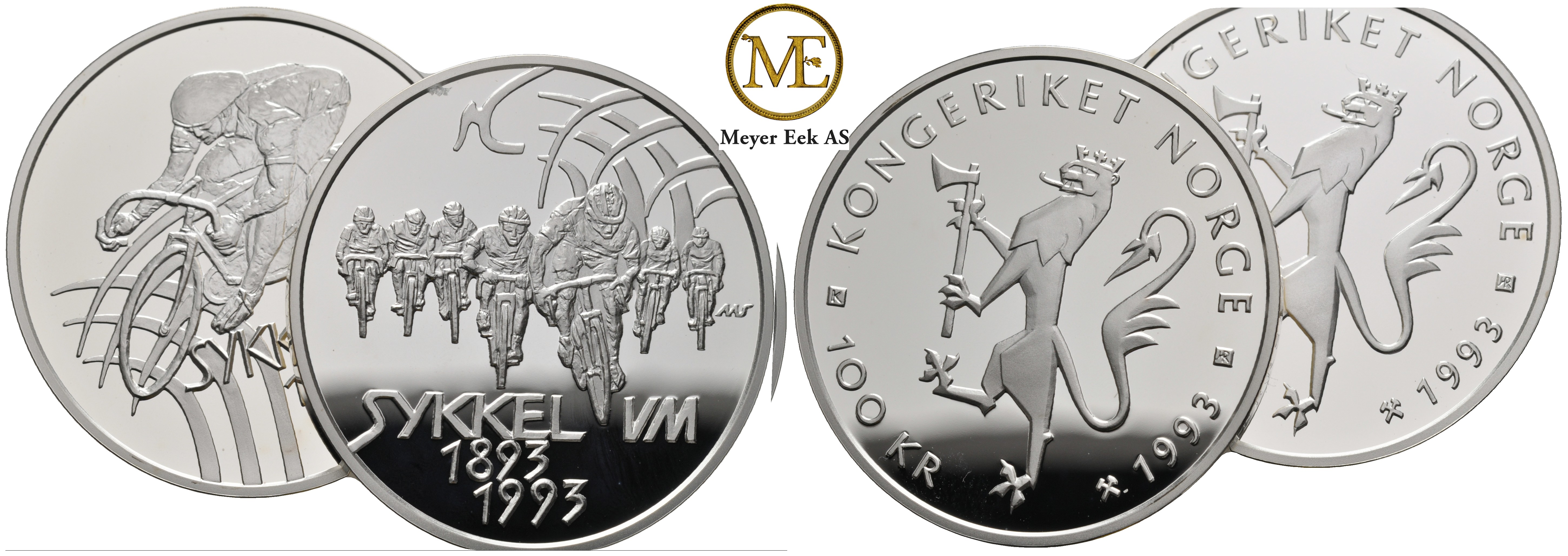 1993 Sykkel VM sølvpar, 100 kroner, proof